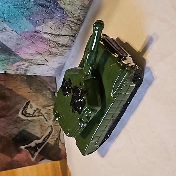 Accents | Vintage Ceramic Rotating Top Army Tank Model Hand Painted ...